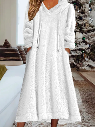 Robes Décontracté Plain Hiver Naturel Micro Élasticité Ample Long